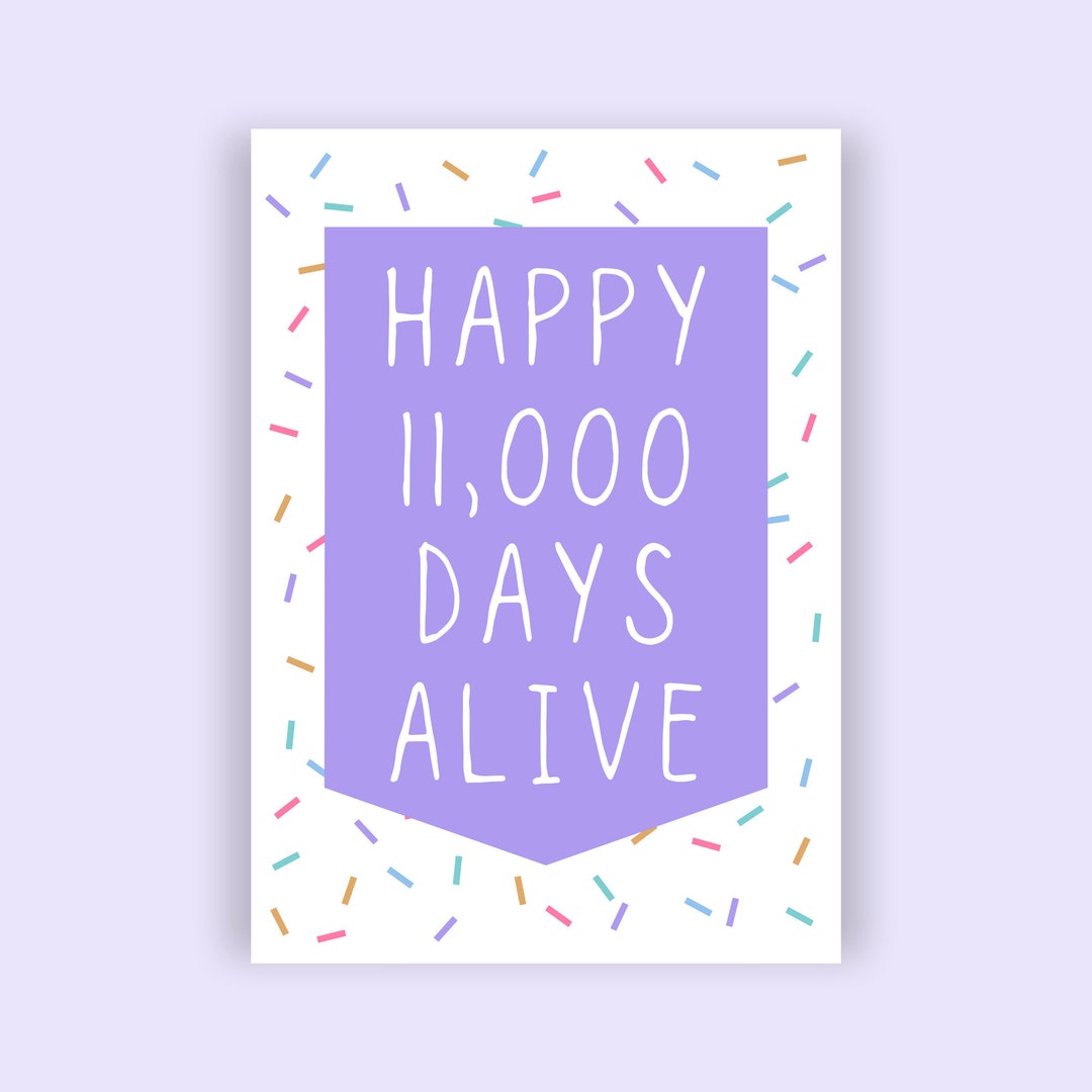 Happy 11,000 Days Alive, Birthday Card, Milestone Card, 11000th ...