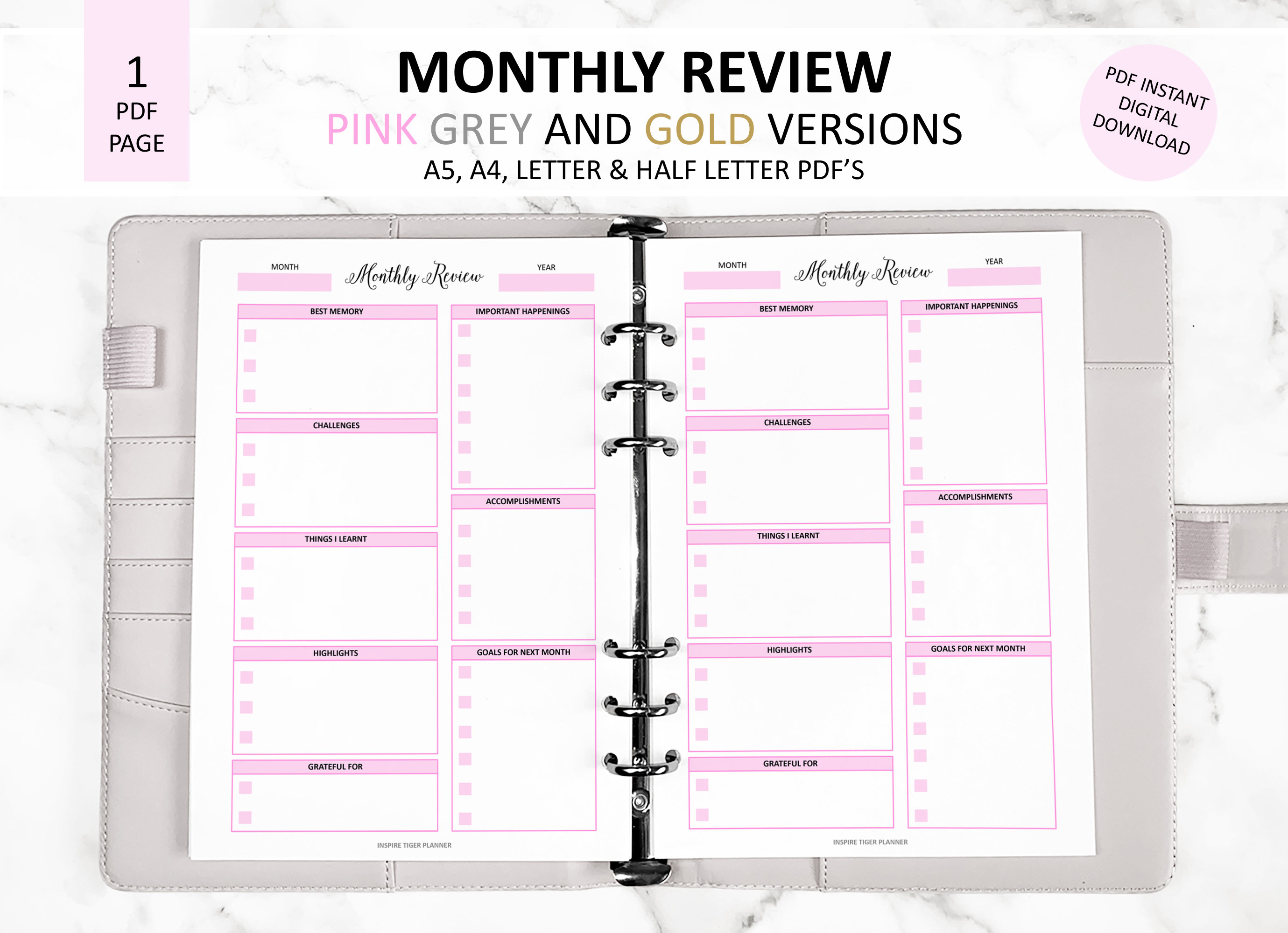 Monthly Review Planner Printable Monthly Planner Printable Etsy