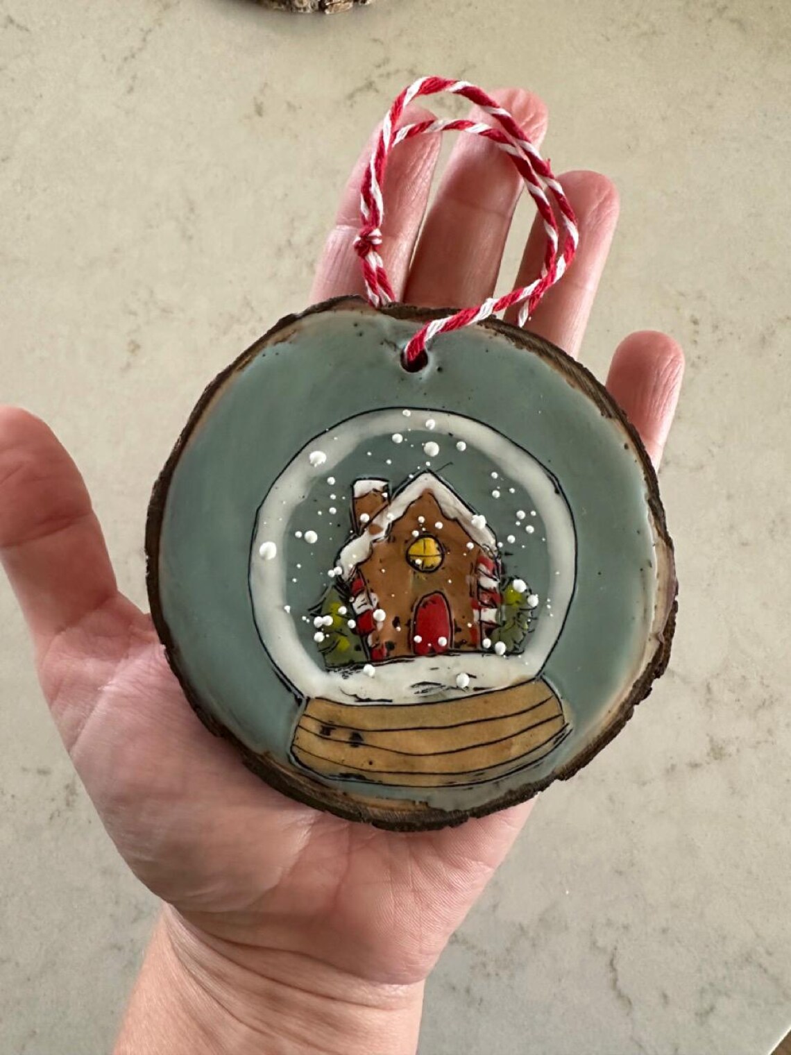 Snow Globe Gingerbread House Encaustic Ornament - Etsy
