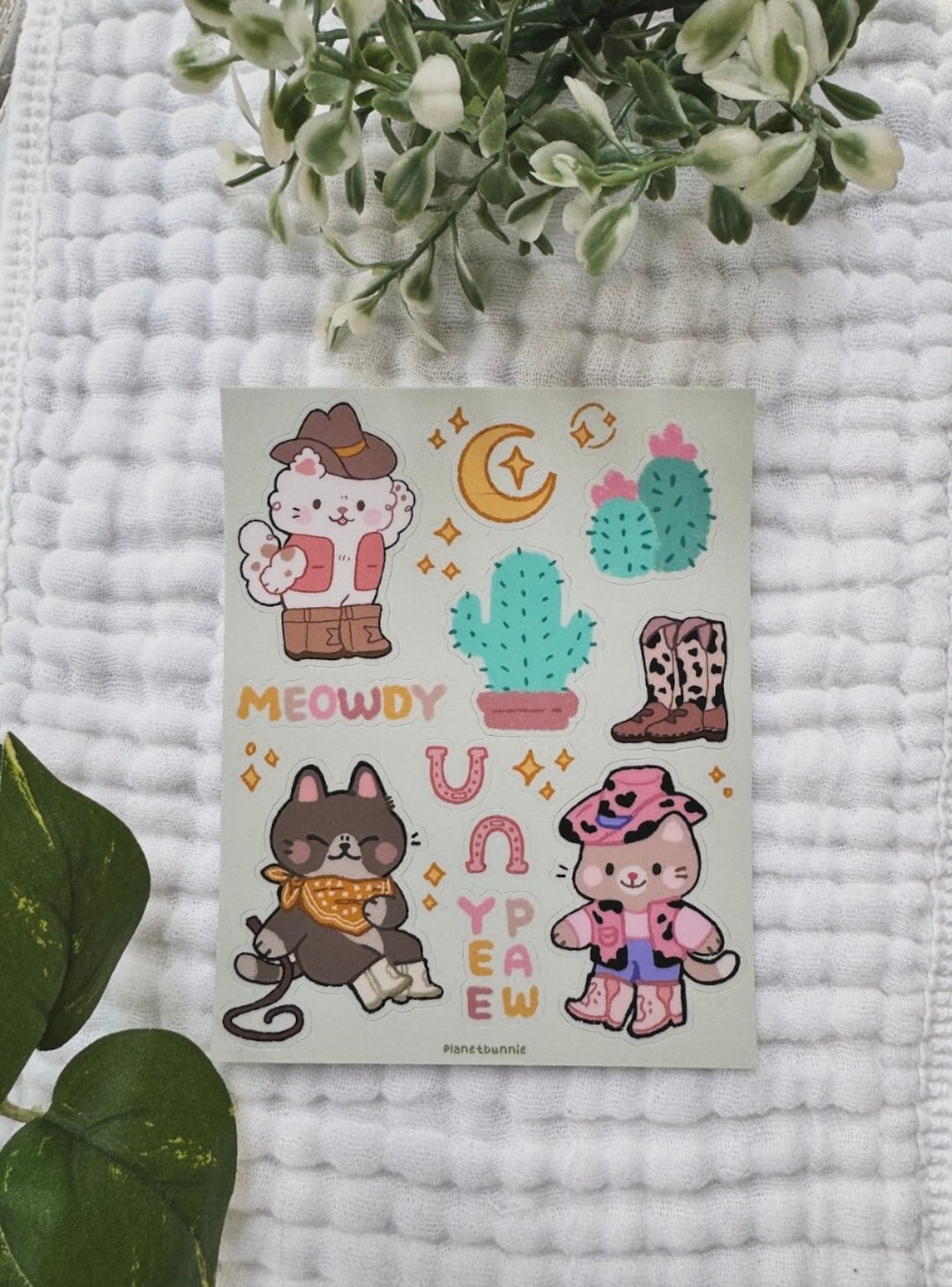 Meowdy Sticker Sheet - Cowboy Cats - Vinyl Stickers - Laptop Decal - Etsy