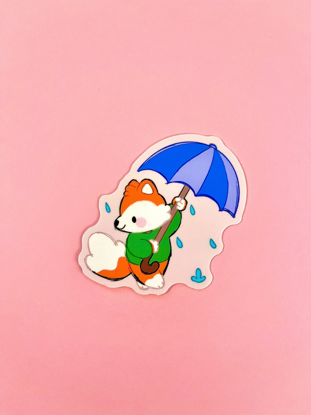 Fox in Rain - Sticker - Laptop Decal - Hydro Flask - Etsy