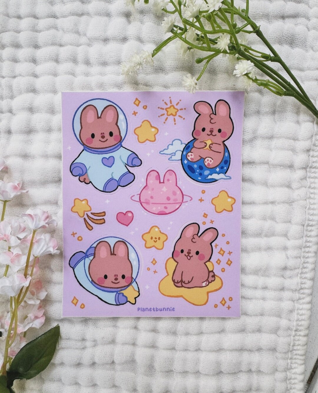 Space Bunnies (planet Bunnie) - Sticker Sheet - Water Bottle Accessory ...
