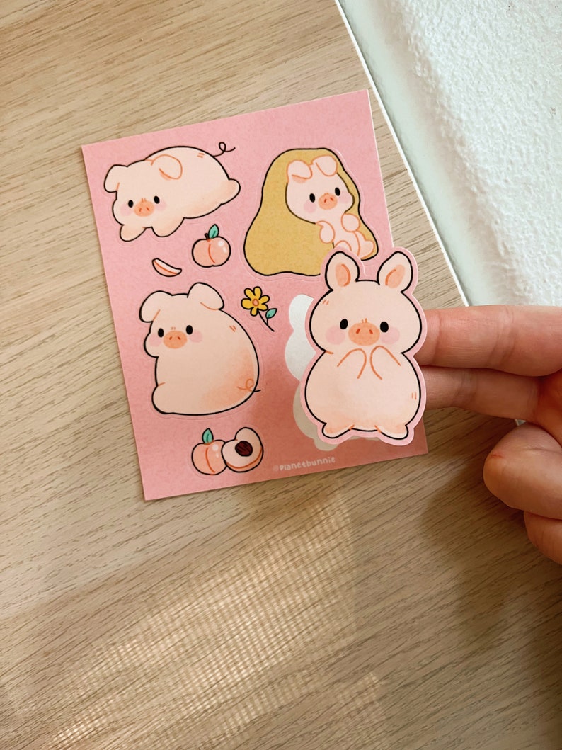Cute Peach Pig Spring Aesthetic Sticker Sheet Sticker Pack - Etsy