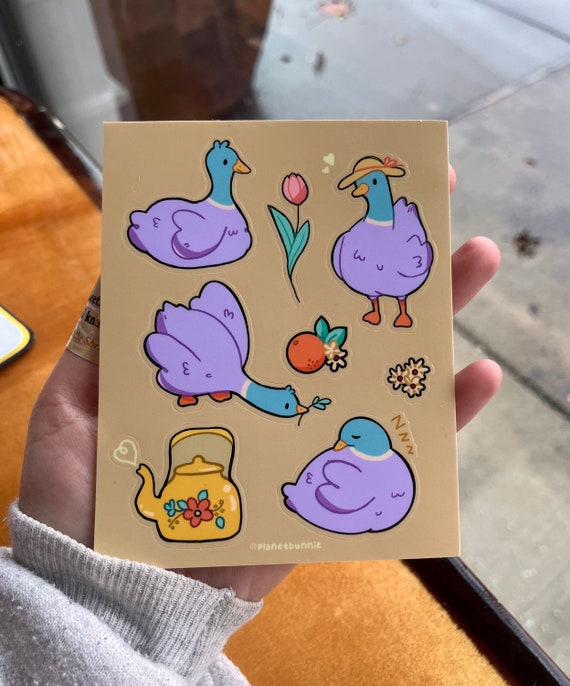 Cute Pastel Duck Spring Aesthetic Sticker Sheet Sticker - Etsy