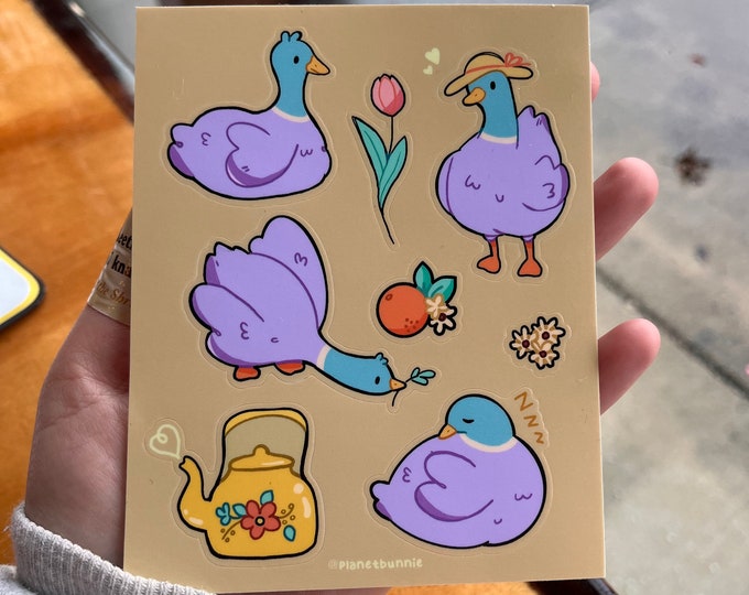 Cute Pastel Duck Spring Aesthetic Sticker Sheet Sticker - Etsy