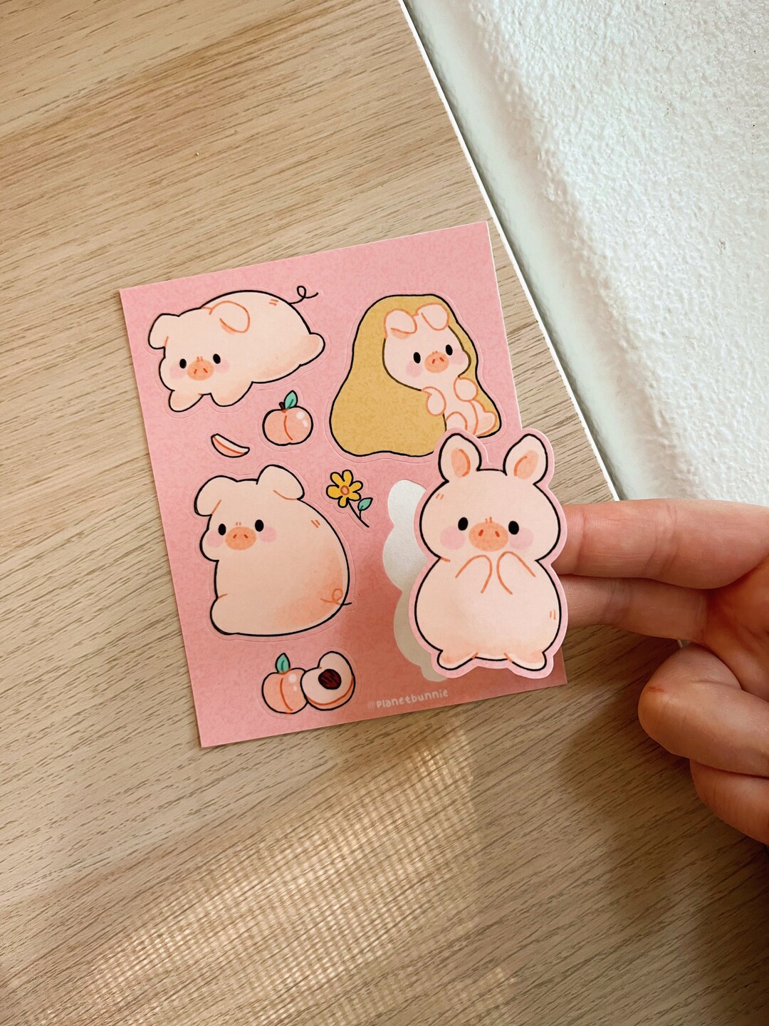 Cute Peach Pig - Spring Aesthetic Sticker Sheet - Sticker Pack - Cozy ...