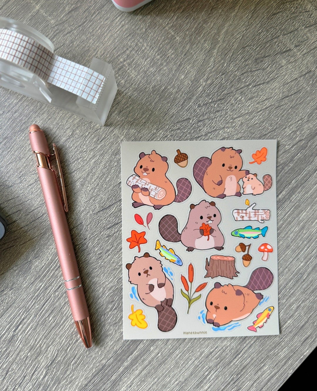 Cute Autumn Beavers Sticker Sheet - Water Proof - Vinyl - Laptop Decal ...
