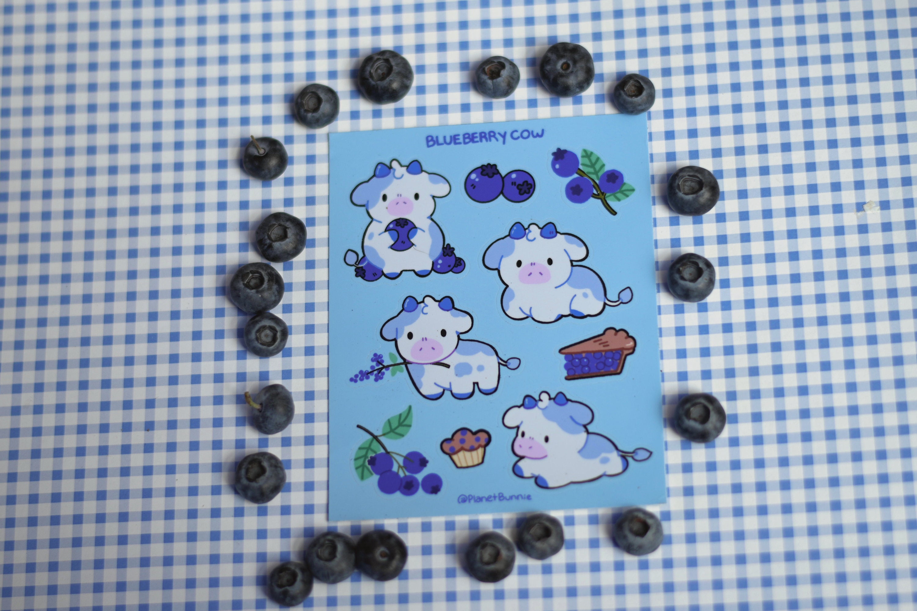 Blueberry Cow Sticker Sheet Cute Cottagecore Aesthetic - Etsy