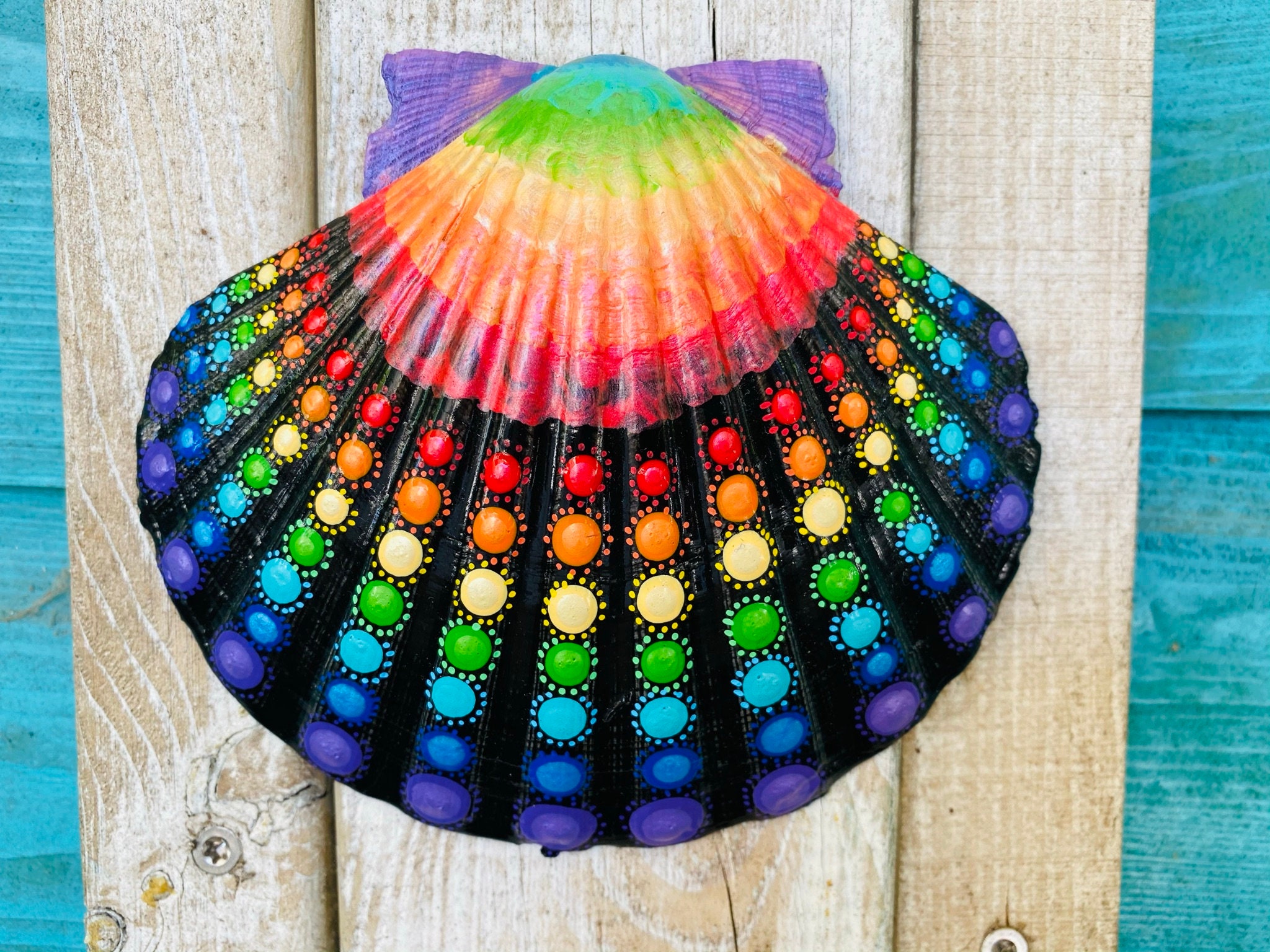 Dotting Art Handpainted Scallop Shell Painted Dot Art Shell Dot Art ...
