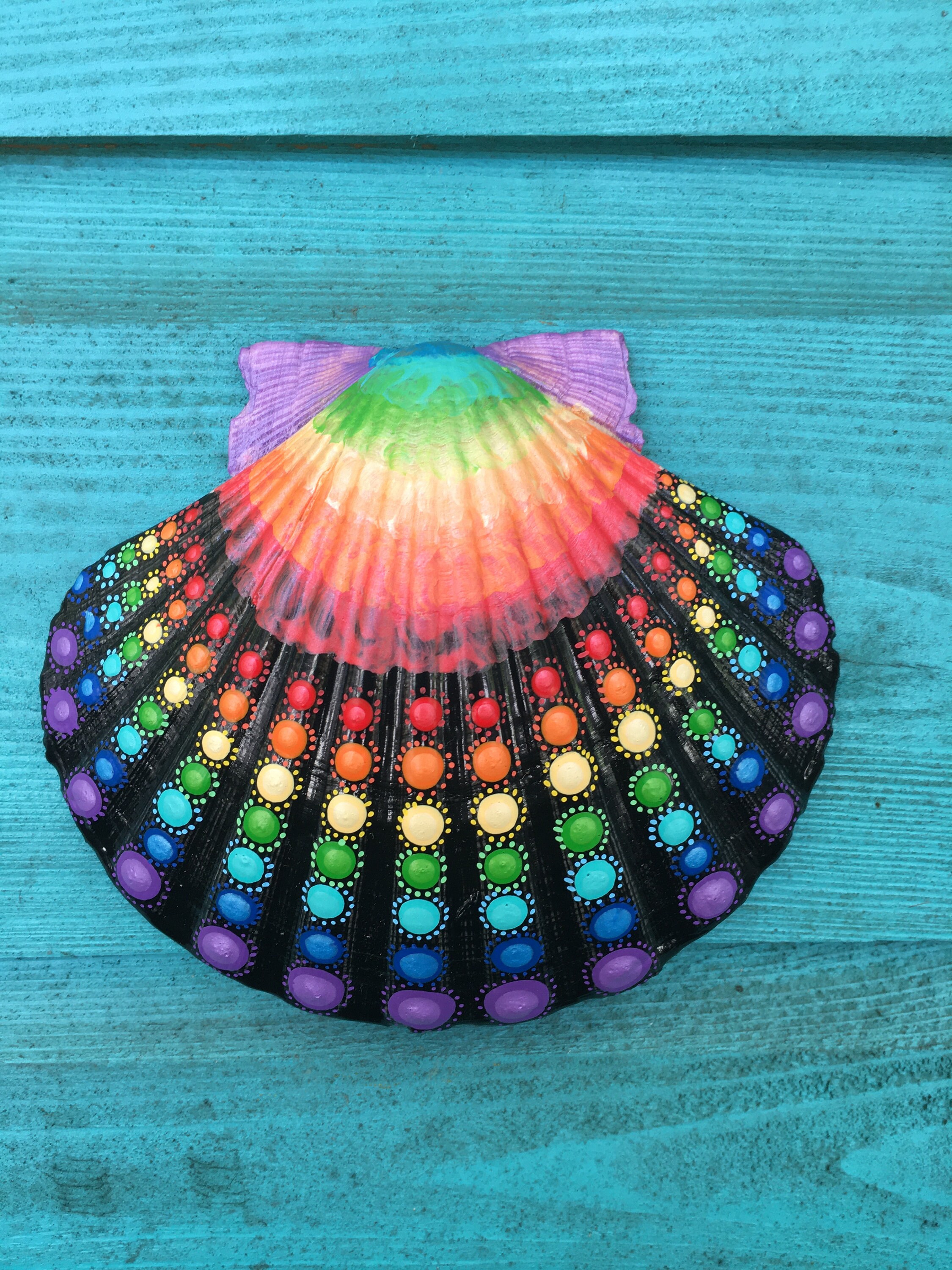 Dotting Art Handpainted Scallop Shell Painted Dot Art Shell Dot Art ...