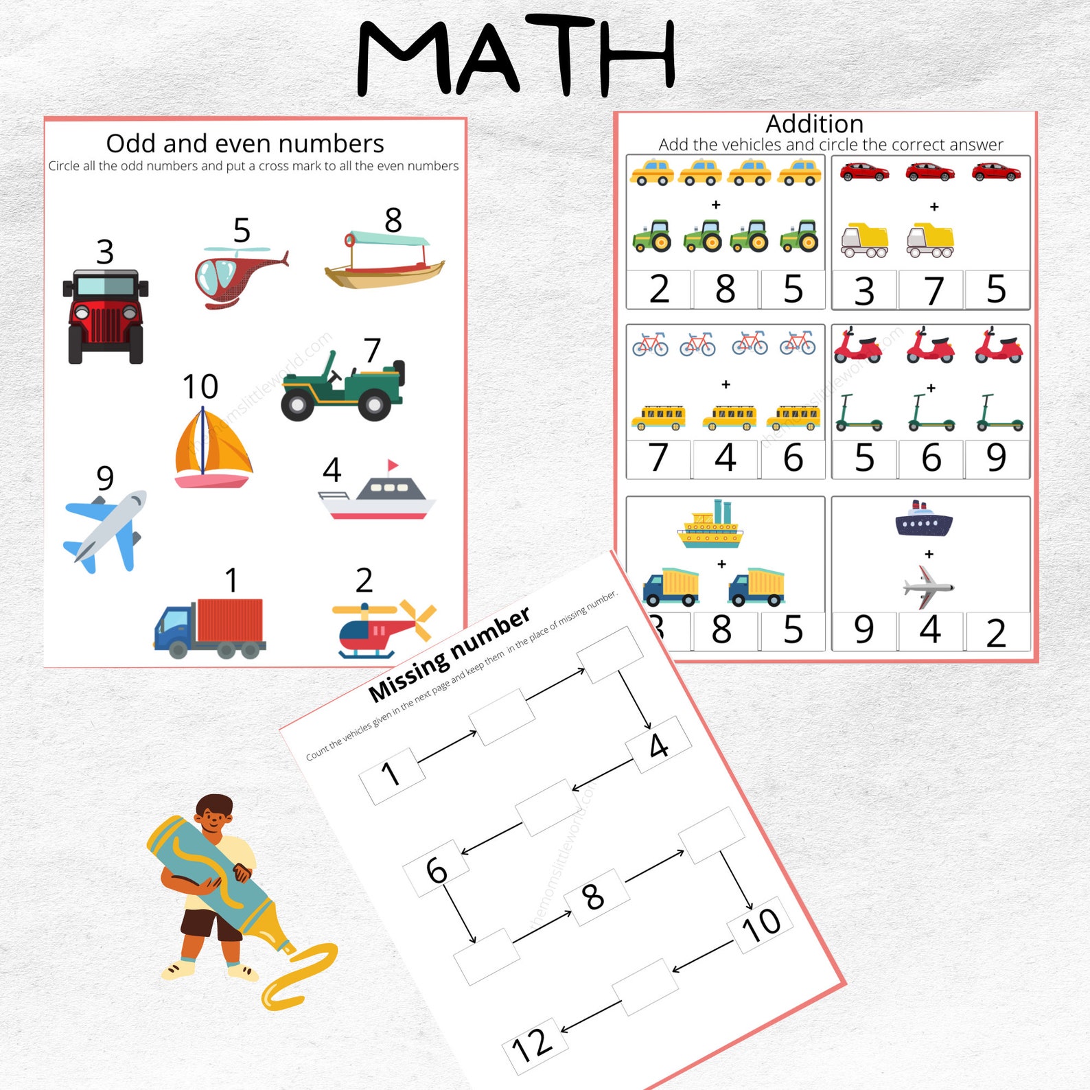 Vehicle Theme Printable printable Worksheets for Preschool Kids busy ...