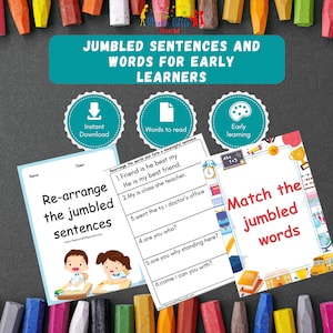 Jumbled Words & Sentences Worksheets | Early Learning (digital Download ...
