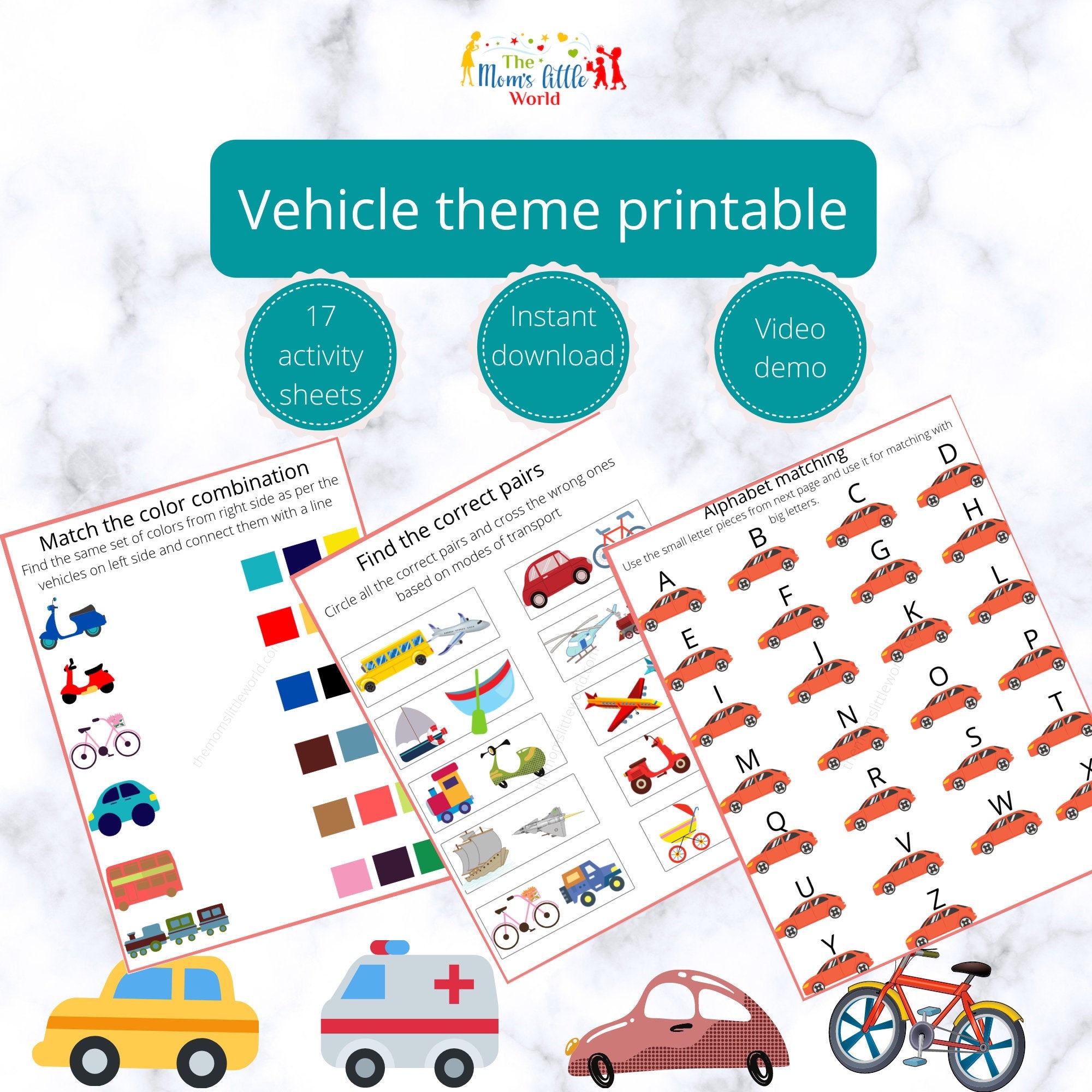 Vehicle Theme Printable |printable Worksheets for Preschool Kids |busy ...