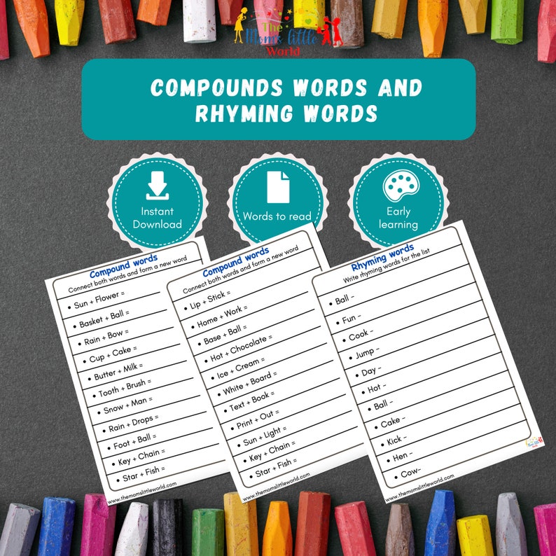 Compound Words | Rhyming Words | Words to Read for Kids | Early ...