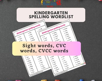 Kindergarten Spelling Words