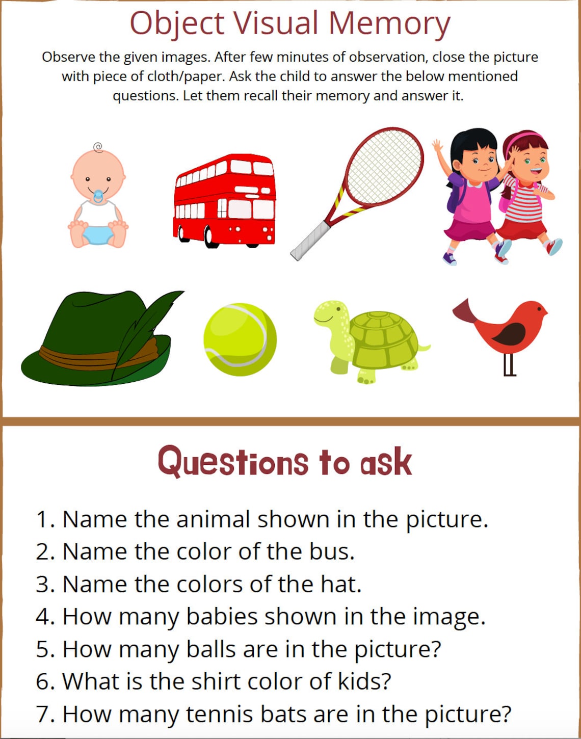 Kids Printable Worksheets-visual Memory Activities - Etsy