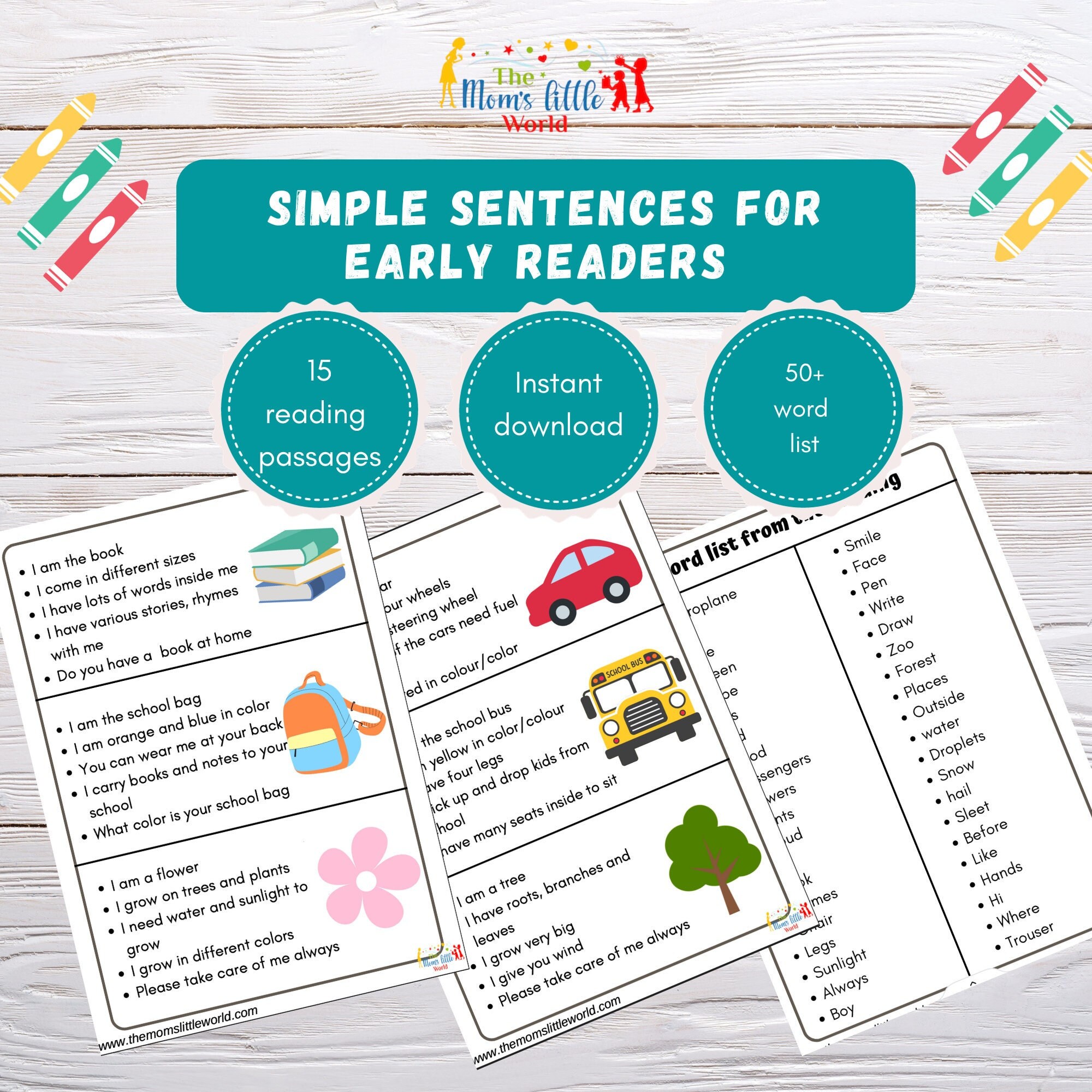 Simple Sentences for Young Readers | Passages to Read for Early Readers ...