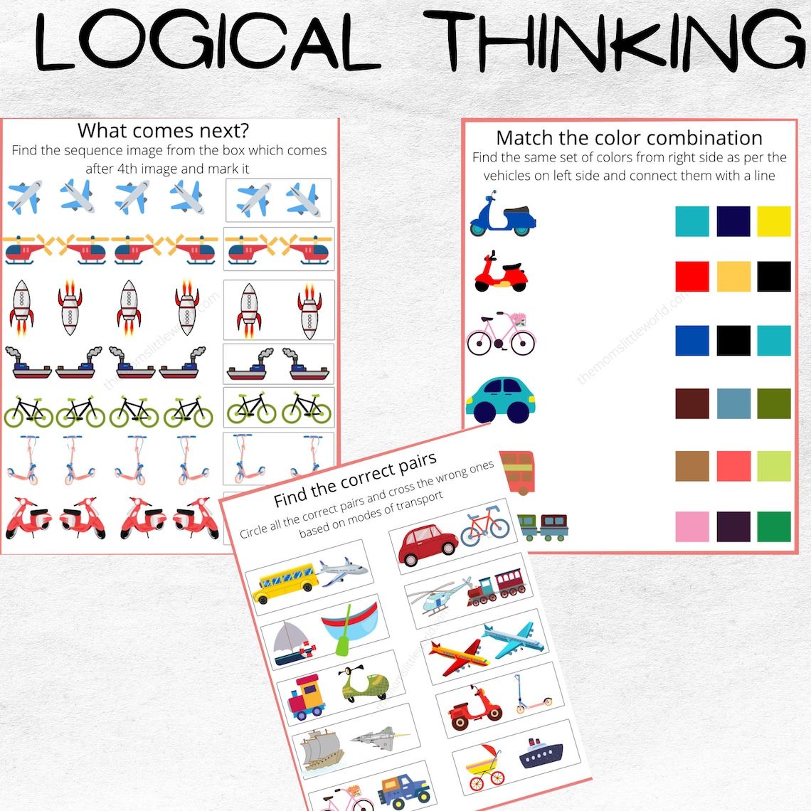 Vehicle Theme Printable |printable Worksheets for Preschool Kids |busy ...