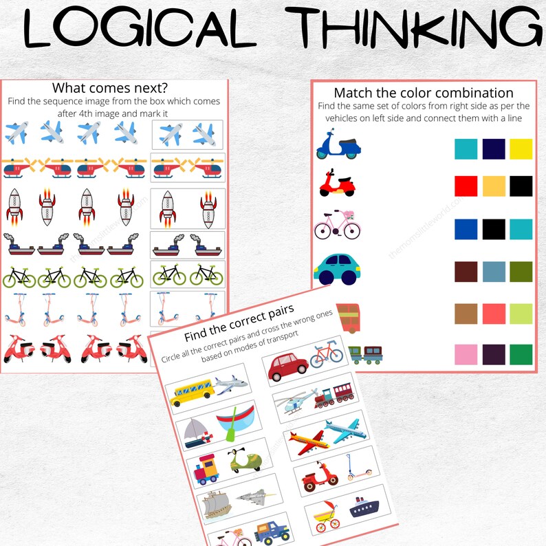 Vehicle Theme Printable |printable Worksheets for Preschool Kids |busy ...
