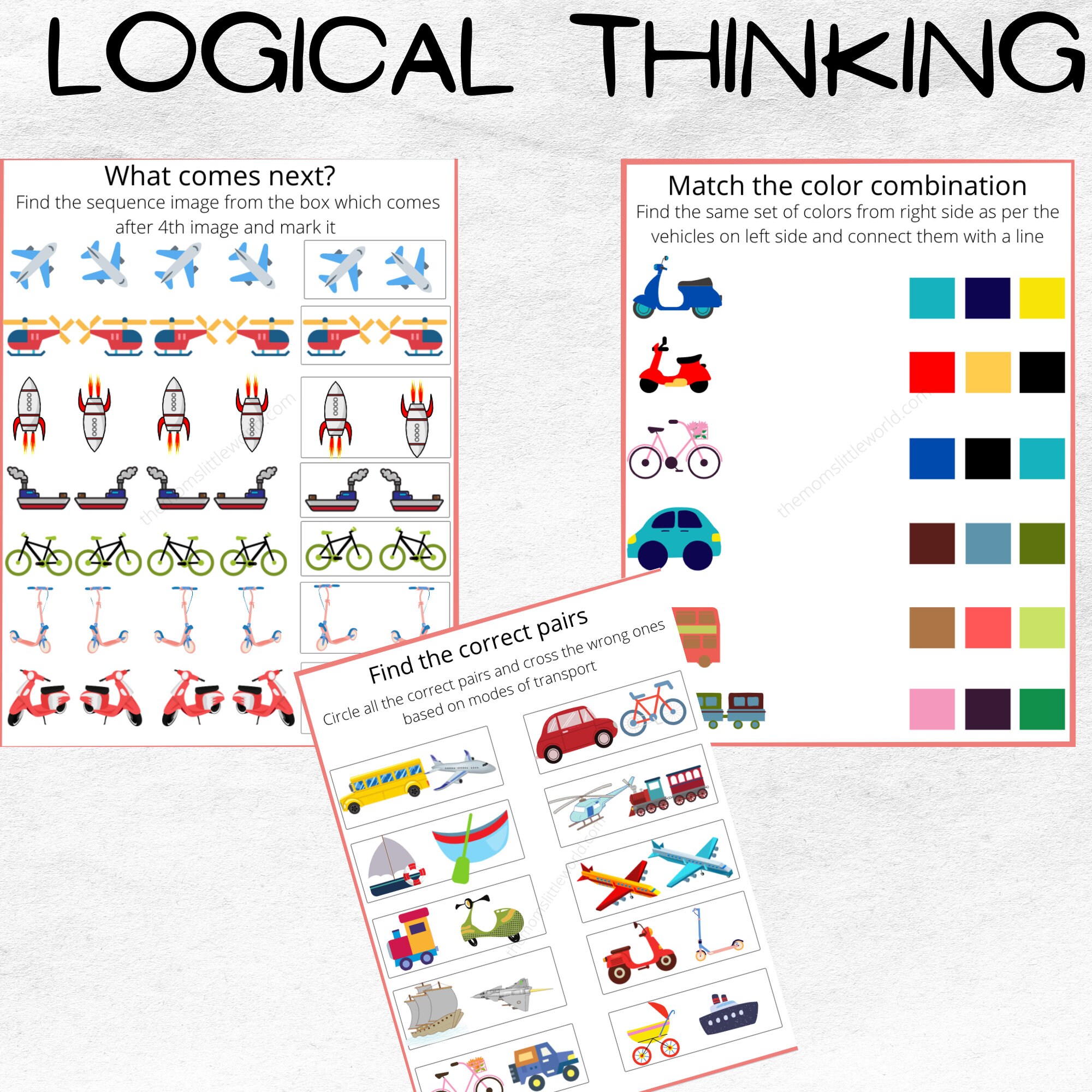 Vehicle Theme Printable |printable Worksheets for Preschool Kids |busy ...
