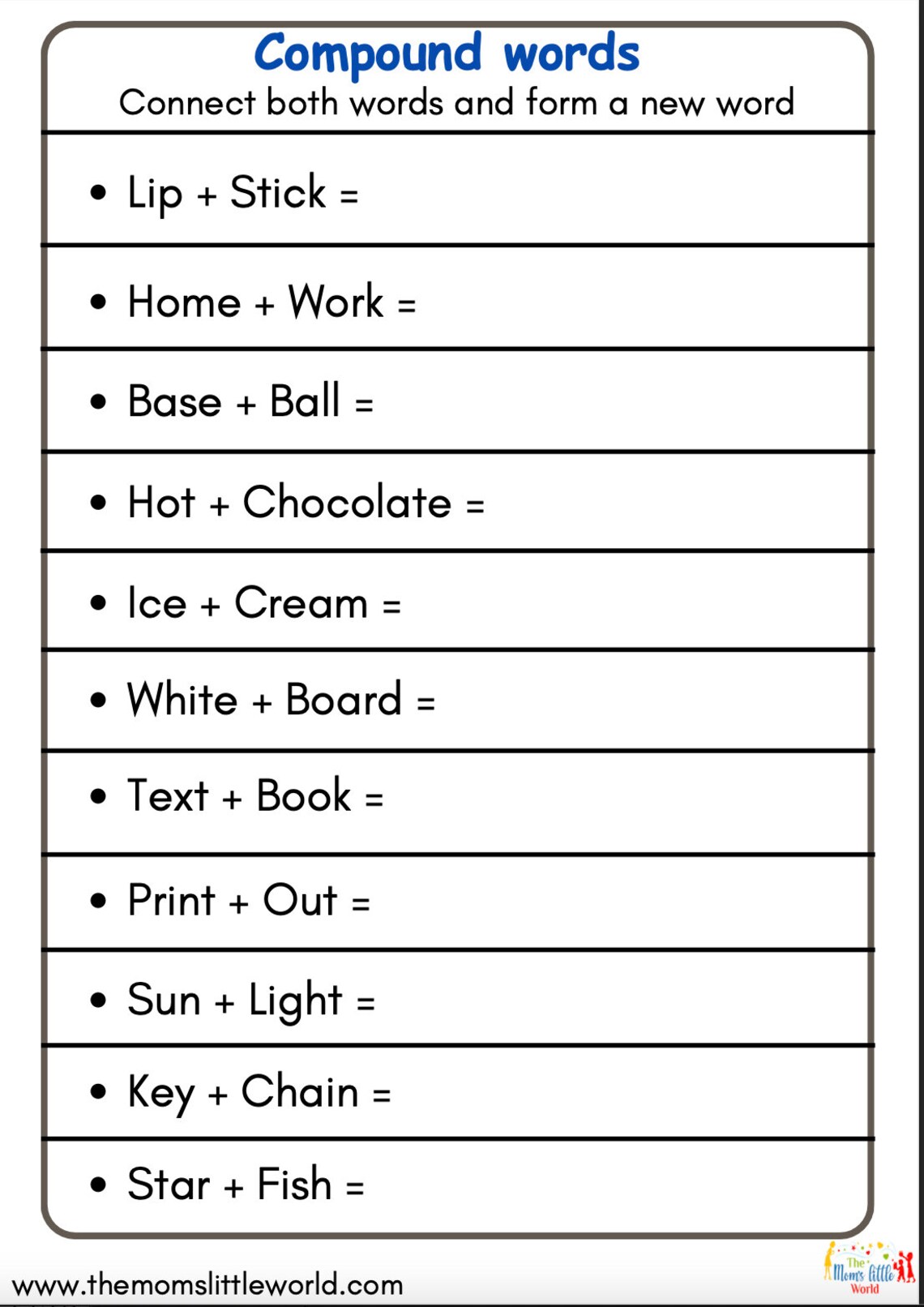 Compound Words | Rhyming Words | Words to Read for Kids | Early ...