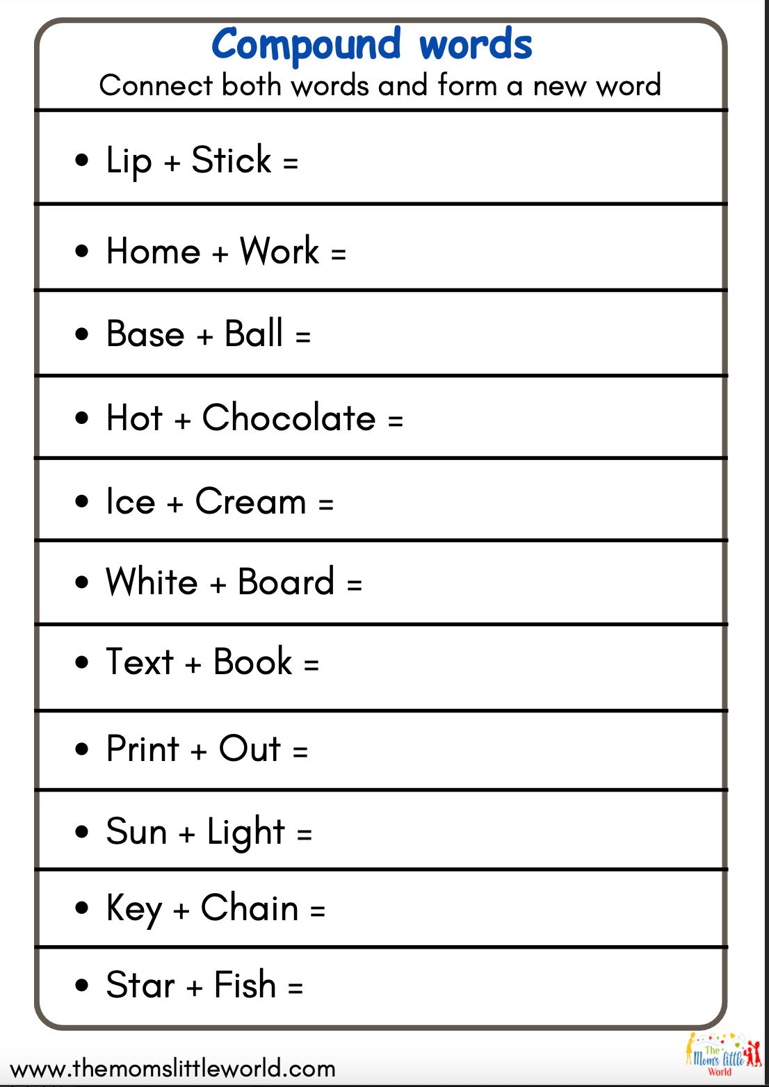 Compound Words | Rhyming Words | Words to Read for Kids | Early ...