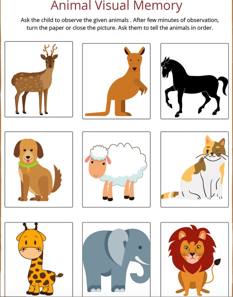 Kids Printable Worksheets-visual Memory Activities - Etsy
