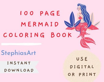 Mermaid Coloring Book: 100 Pages - Etsy