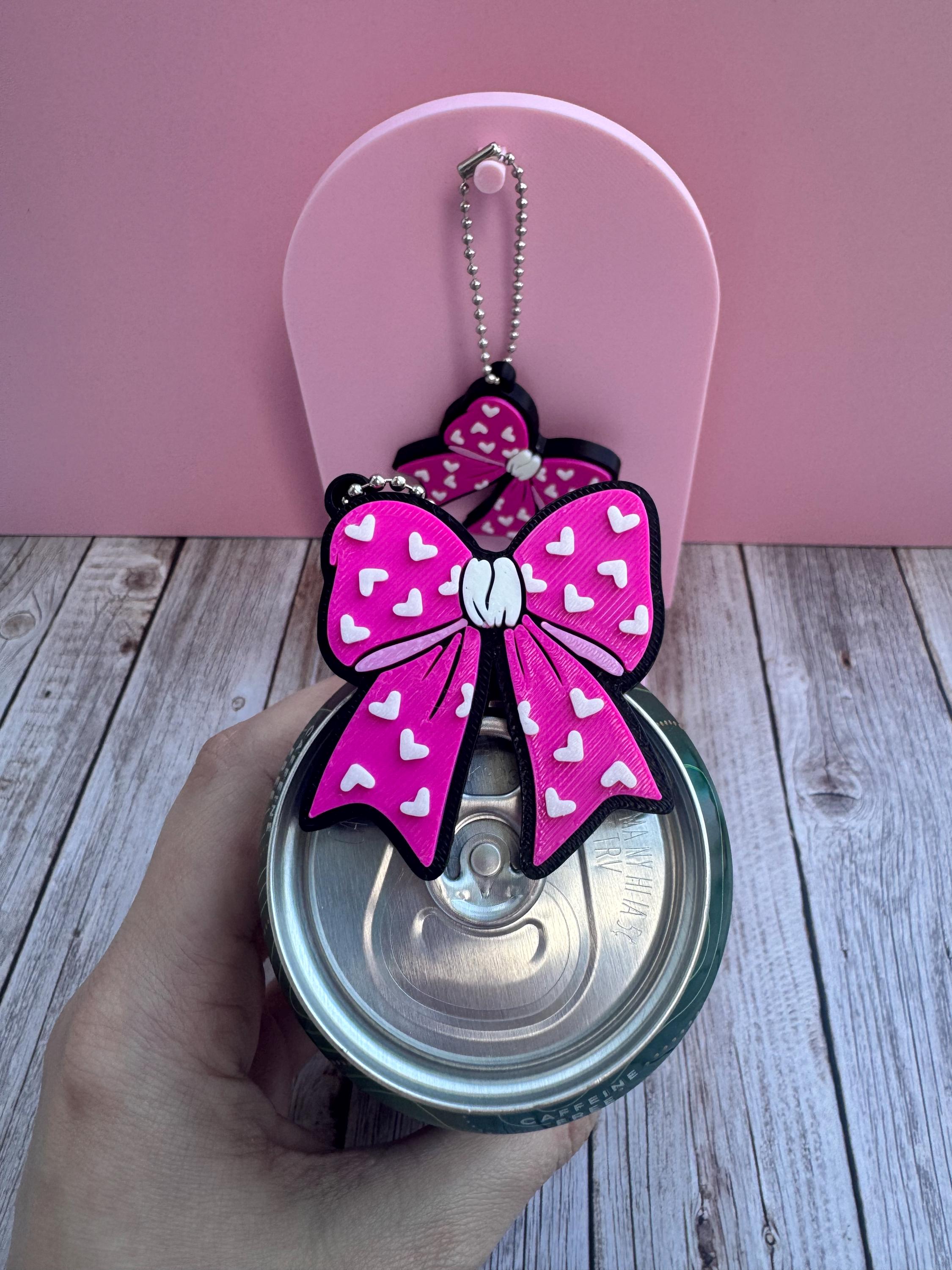 3D Printed Heart Bow - Soda Can Opener Keychain - Etsy