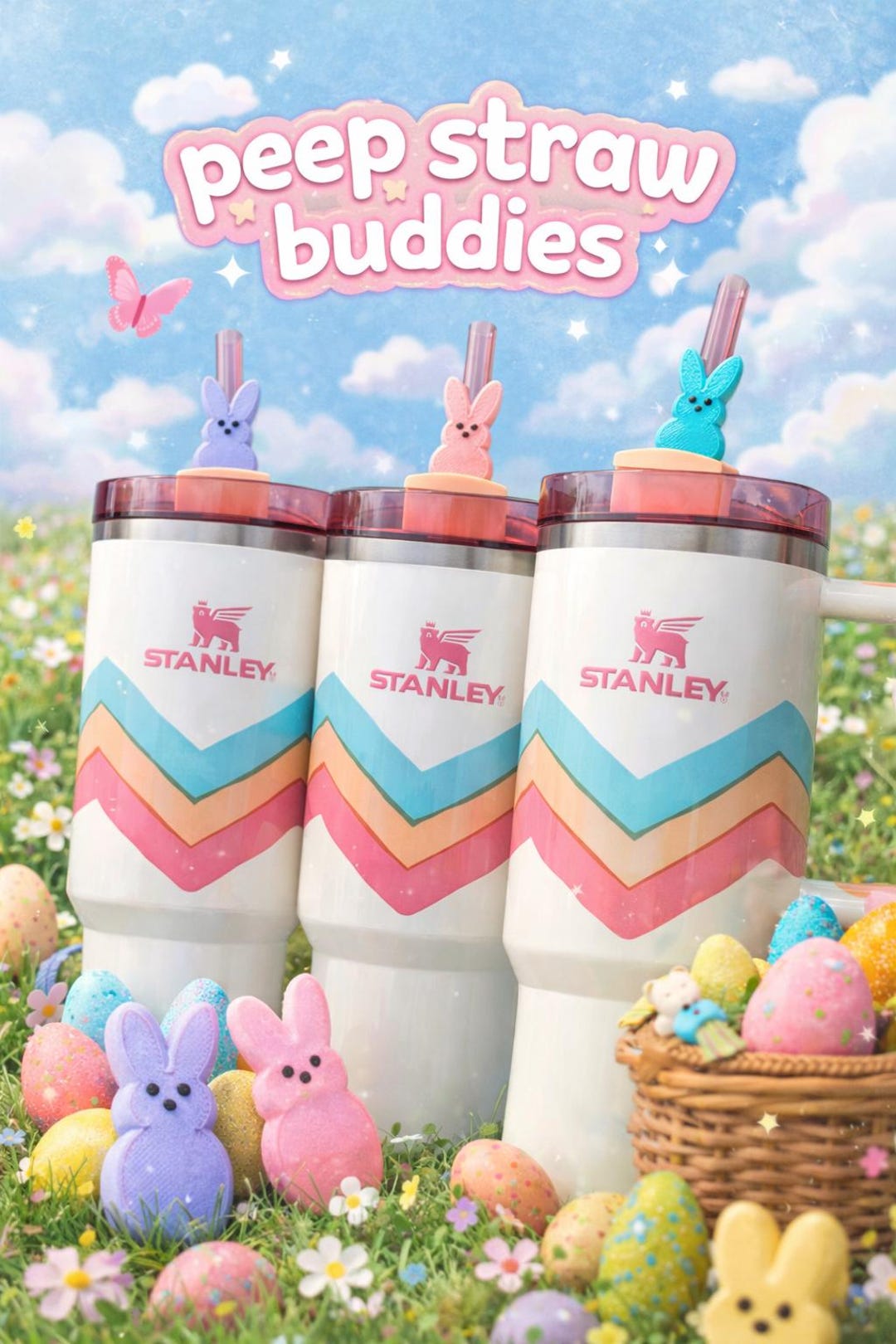 Peep Bunny Stanley Straw Topper - 3D Printed - Etsy