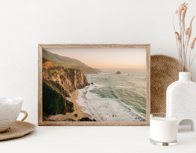 California Coastline Art Print, Coastal Wall Art, Ocean Landscape ...