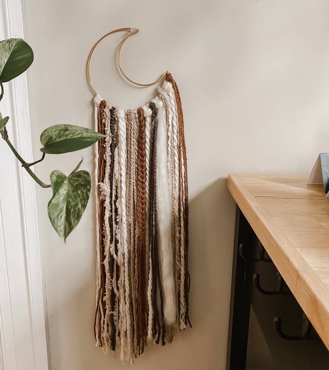 Moon Wall Hanging Moon Decor Boho Moon Wall Hanging Yarn - Etsy