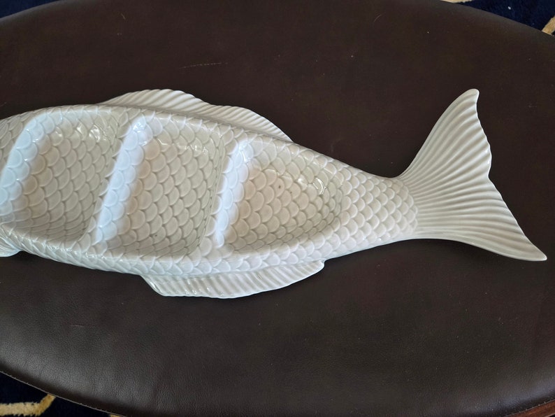 Fitz & Floyd Large White Ceramic Fish 22 Serving Platter Serving Piece ...