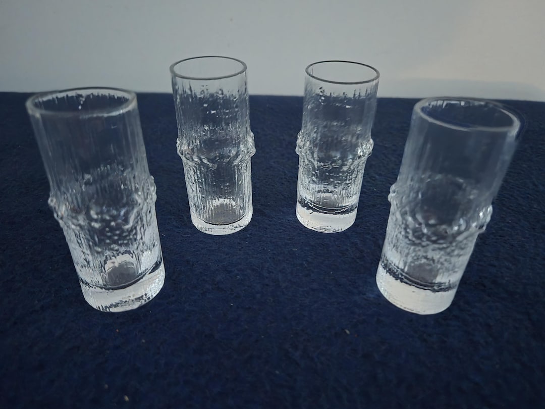 Vintage Iittala Finland Tapio Wirkkala Glassware Crystal Set of 4 Shot ...