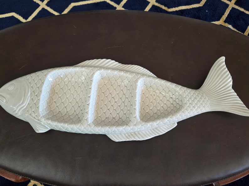 Fitz & Floyd Large White Ceramic Fish 22 Serving Platter Serving Piece ...