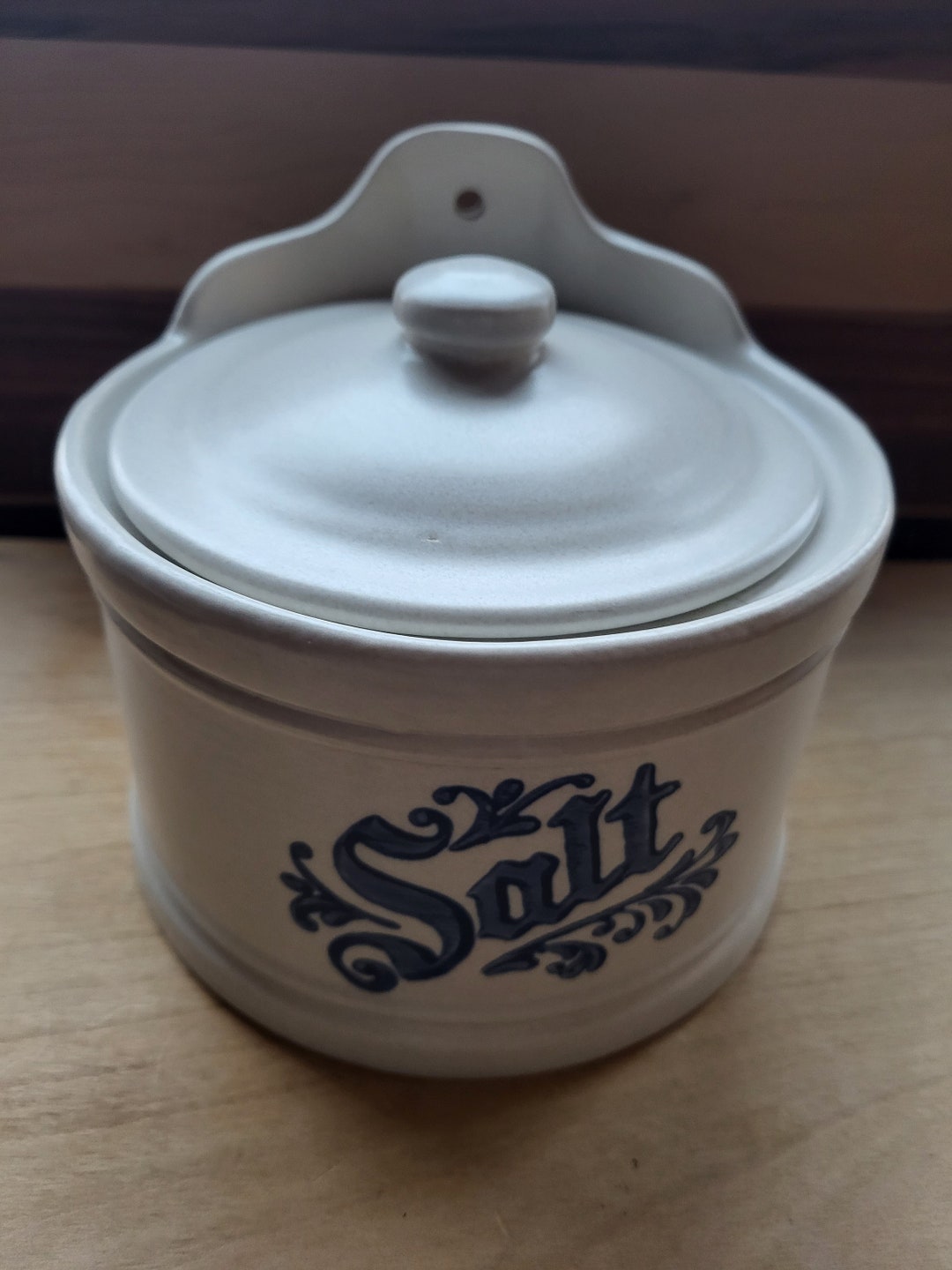 Pfaltzgraff Blue Design Salt Box With Lid - Great Condition! - Etsy
