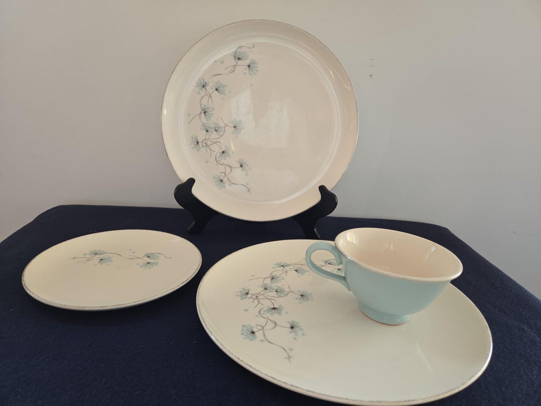 Vintage Taylor Smith Taylor Blue Lace Dinnerware Plates, Tea Coffee Cup ...