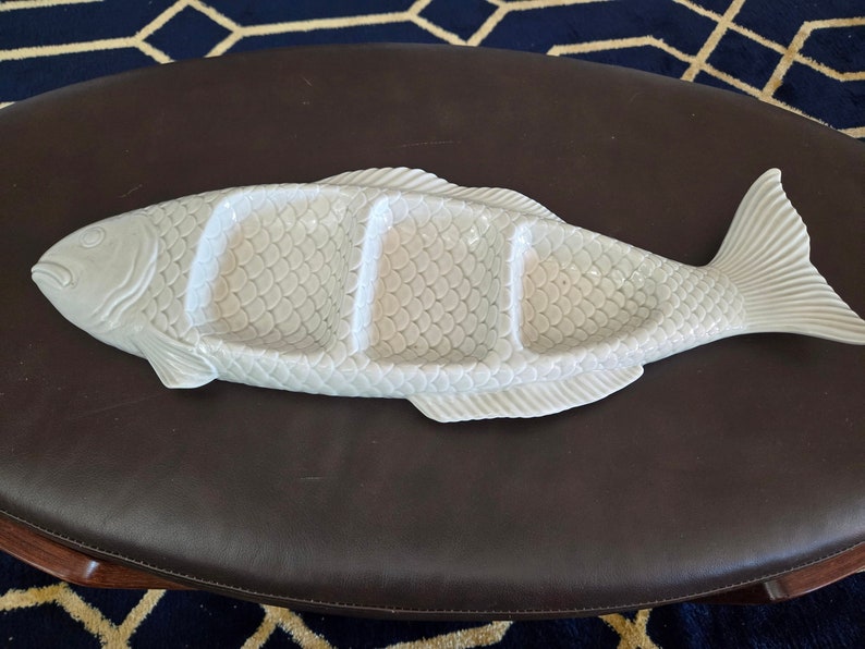 Fitz & Floyd Large White Ceramic Fish 22 Serving Platter Serving Piece ...
