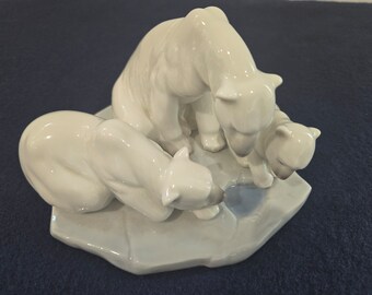 Lladro Polar Bear Family Figurine Glazed Porcelain - Etsy