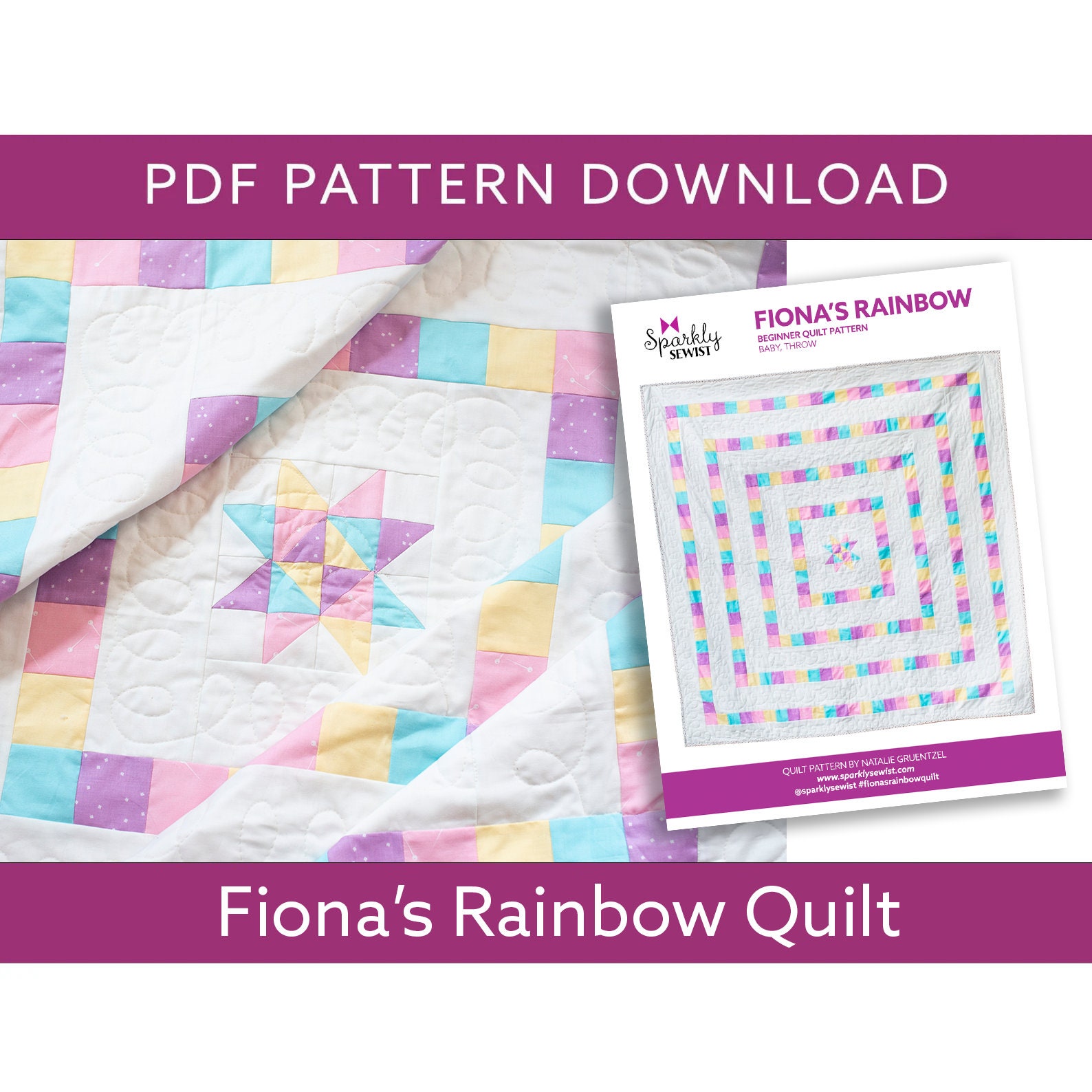 Fiona's Rainbow Quilt Pattern PDF Download - Beginner Pattern With ...