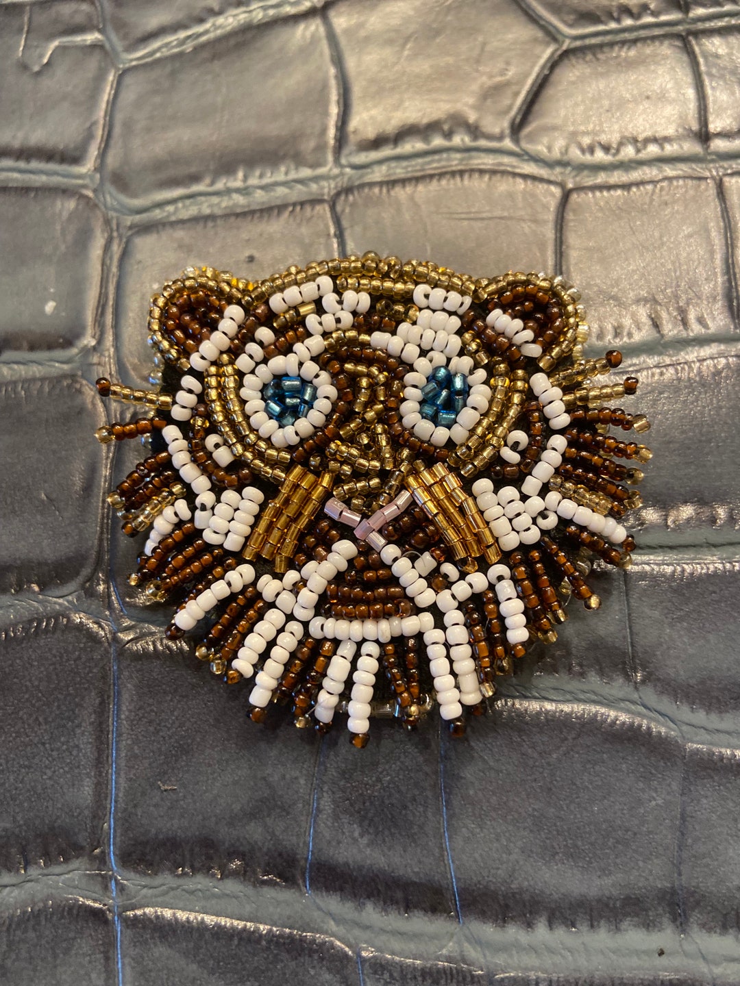 Tiger Brooch, Elaborately Worked With Pearls, Handmade, Back Artificial ...
