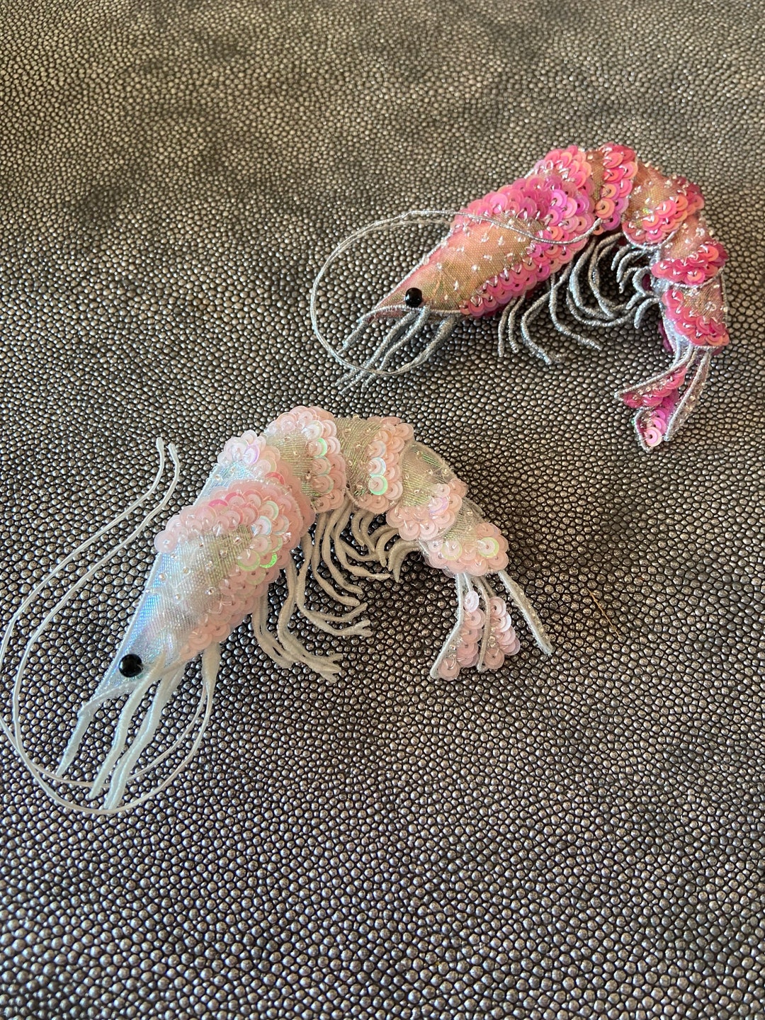 Shrimp Brooch Embroidered, Made of Yarn, Beads and Sequins, Handmade ...
