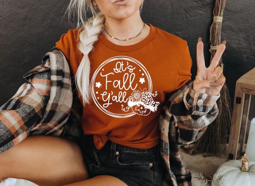Its Fall Y'all, Fall, Fall Screen Print, Pumpkin, Floral Pumpkin Its ...