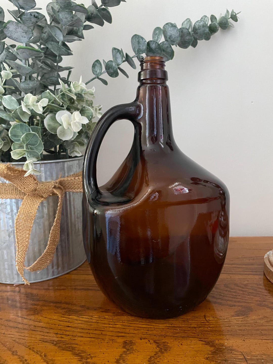 Vintage Brown Glass Handle Bourbon Jug Half Gallon - Etsy