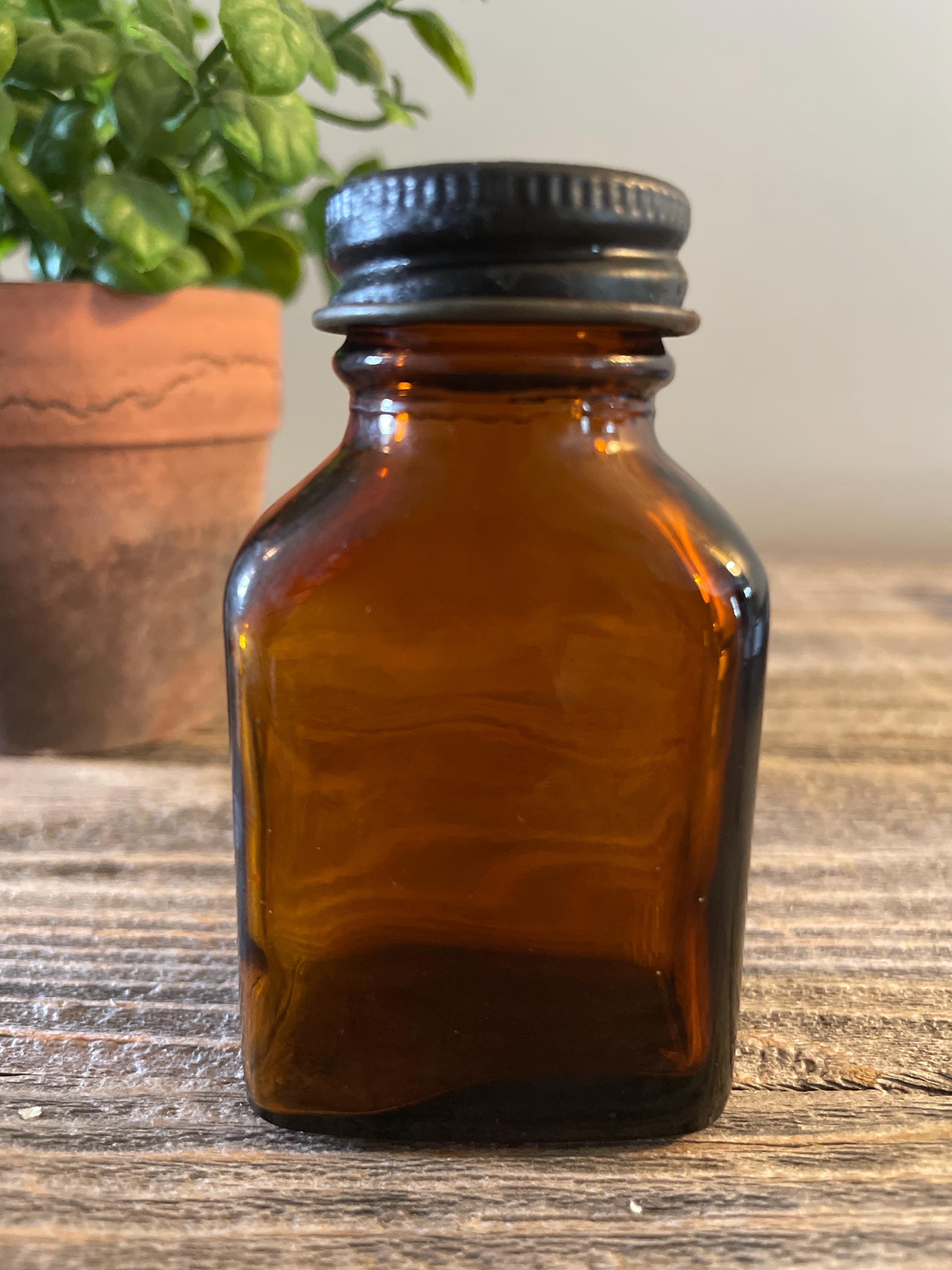 Vintage Amber Colored Medicine Bottle. Apothecary Bottle Screw Cap 2 ...