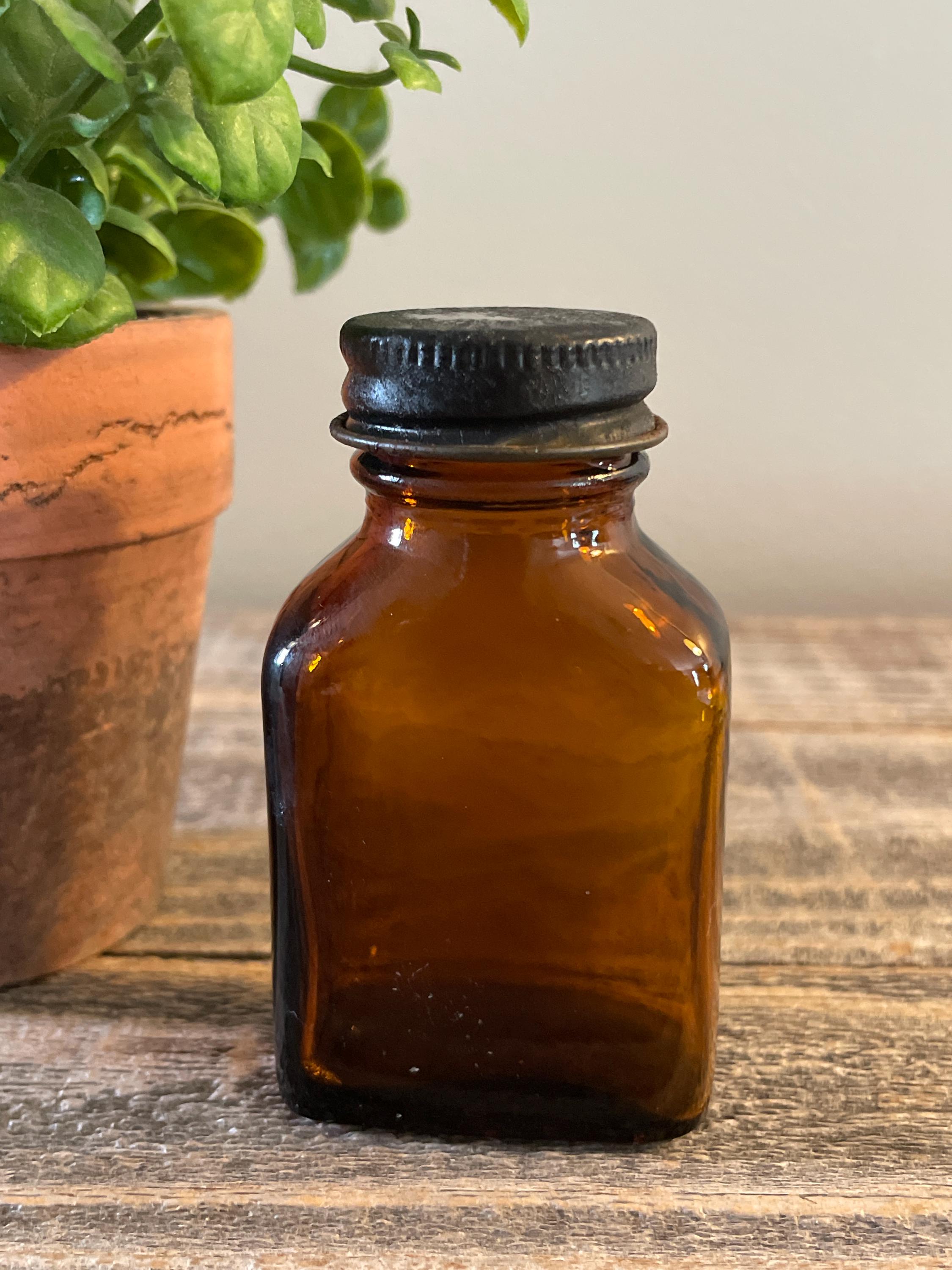 Vintage Amber Colored Medicine Bottle. Apothecary Bottle Screw Cap 2 ...