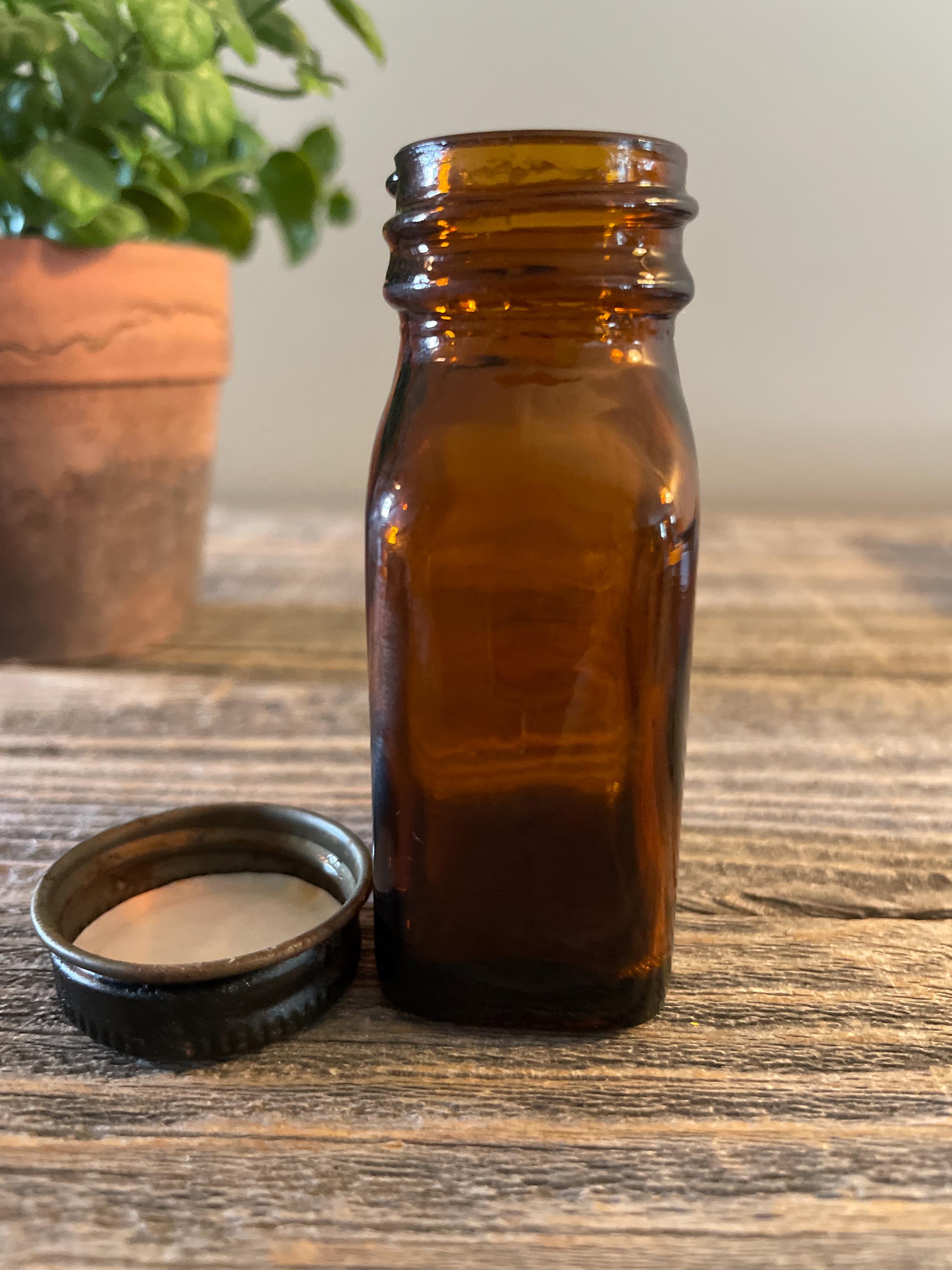 Vintage Amber Colored Medicine Bottle. Apothecary Bottle Screw Cap 2 ...