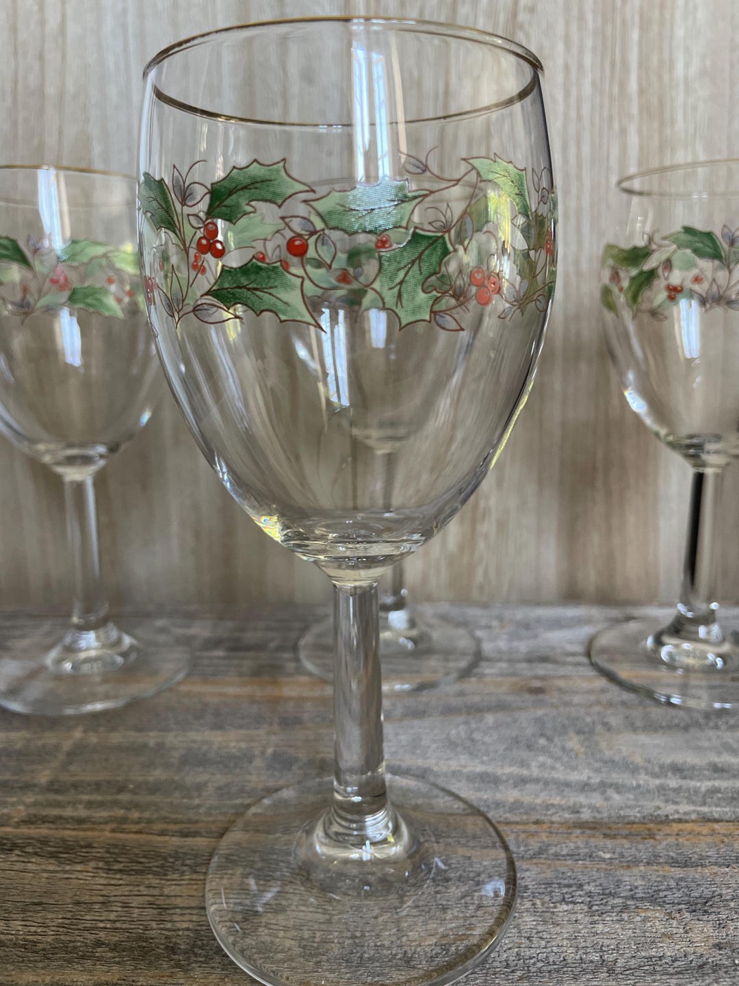 Holly Holiday 10 Oz Glassware Goblet Lenox Glasses - Etsy