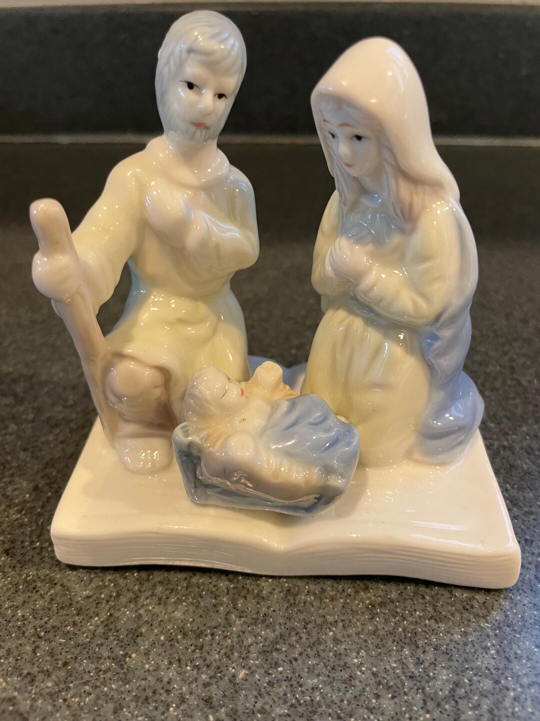 Vintage Manager Nativity Scene White & Blue Christmas - Etsy