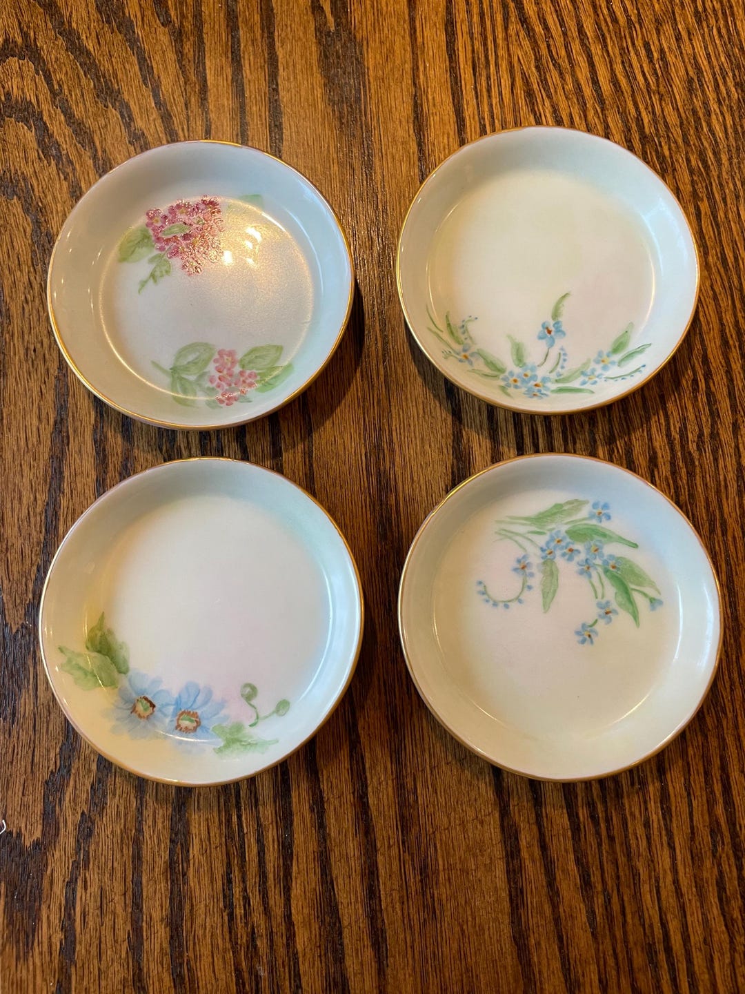 Butter Pat Plates 4” Handpainted by B Anderson 1971. Set of 4. Cottage ...